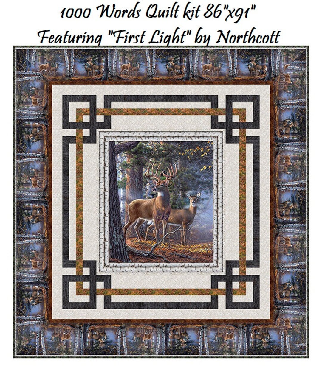 1000 Words Quilt Kit 86x91 by Northcott First Light Deer Collection ...