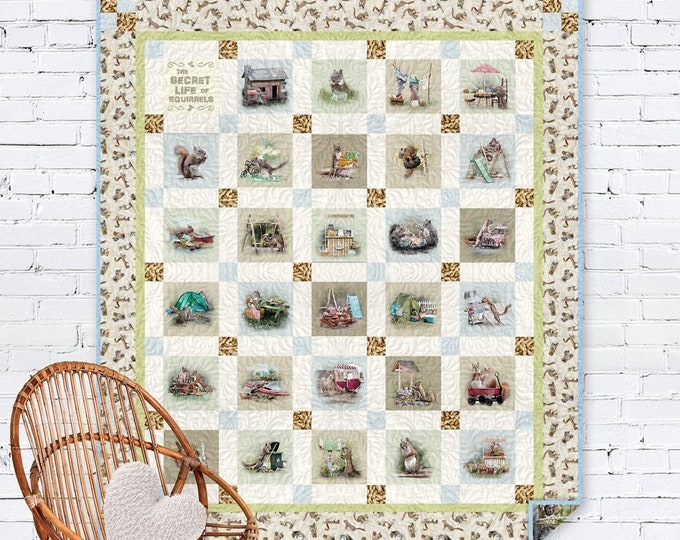 NUT CASE Quilt Kit 53x59 Features the Secret Life of Squirrels by ...