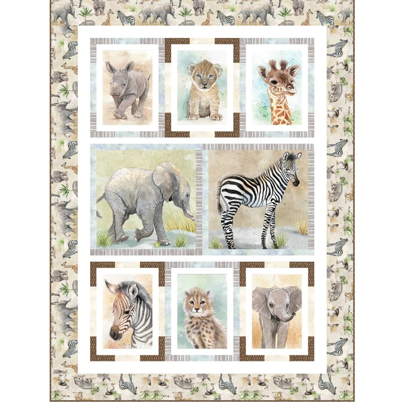 Baby Safari Zoo Animals Quilt Kit 2 49x64 P&B Textiles - Etsy