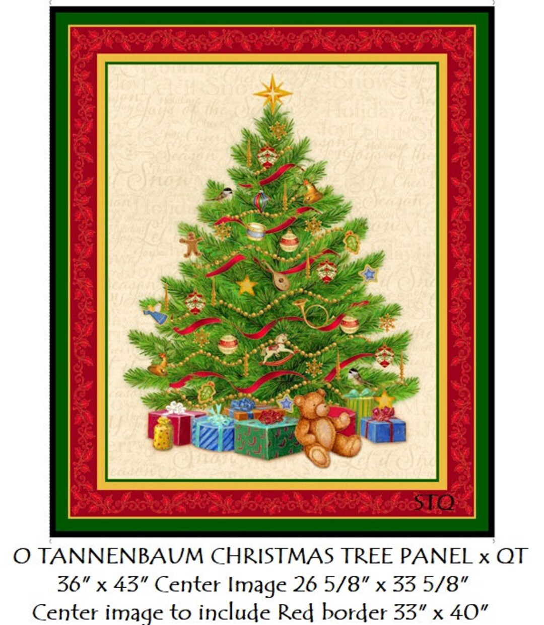 O Tannenbaum Christmas Tree Panel Cotton Quilt Fabric Quilting ...