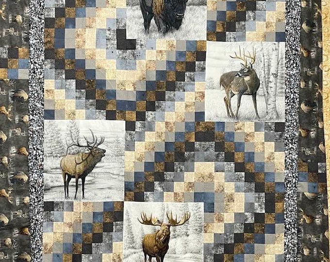 Big Game Quilt Kit 66x82 Panel by Riley Blake Advanced Beginner Buffalo ...