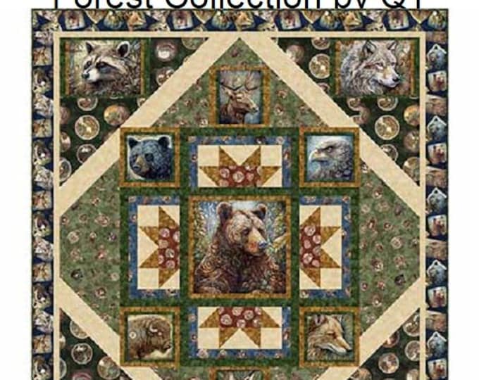 Forest Community Quilt Top Kit by QT Enchanted Forest 69x79" Bison Bear ...