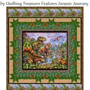 Dinosaur Park Quilt Kit 71x81 Quilting Treasures Features Jurassic ...