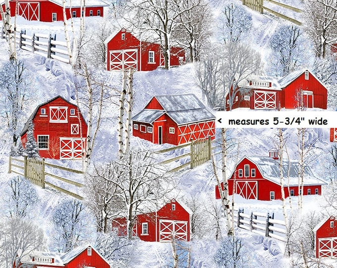Christmas Winter Red Barn Cotton Quilt Fabric Timeless Treasures C7869 ...