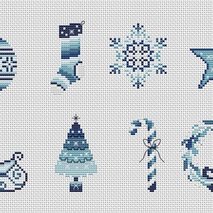 Blue Christmas Ornaments Pattern / Christmas Cross Stitch PDF / Cross ...