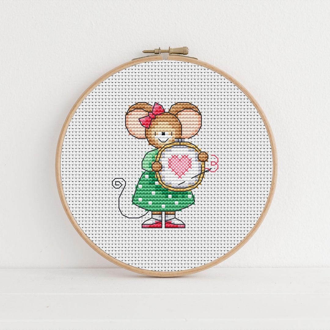 Furry Tales Cross Stitch Hoop Mouse, Cross Stitch Pattern by Lucie ...