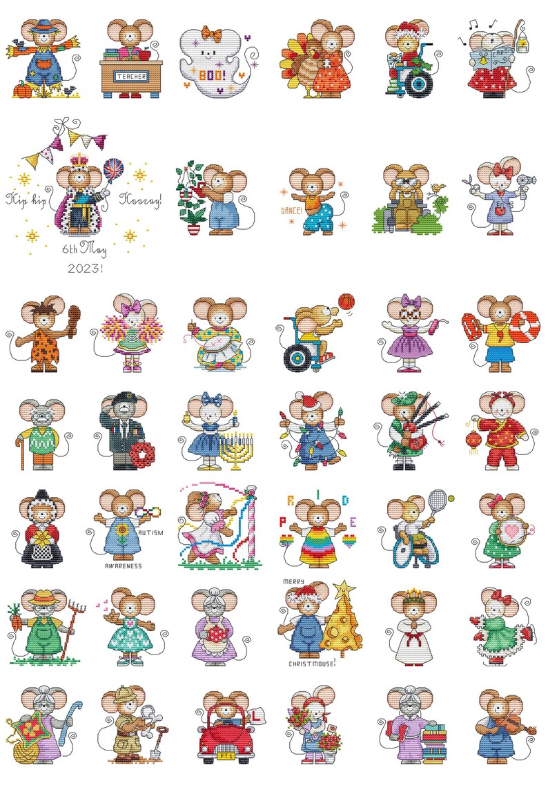 Bird Watching Mouse Cross Stitch Pattern, Furry Tales by Lucie Heaton ...