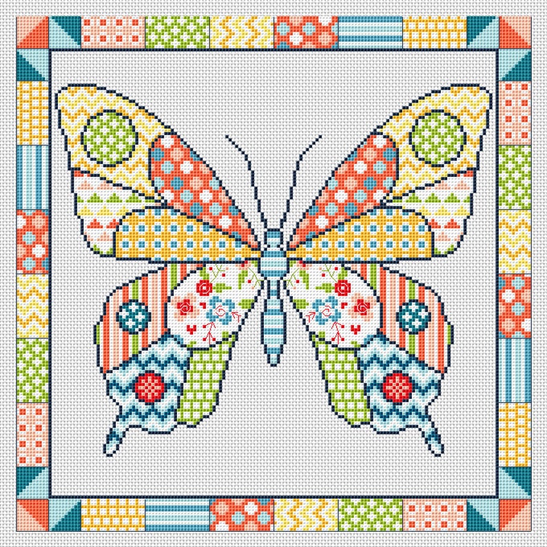 Patchwork Butterfly PDF Cross Stitch Pattern Lucie Heaton - Etsy