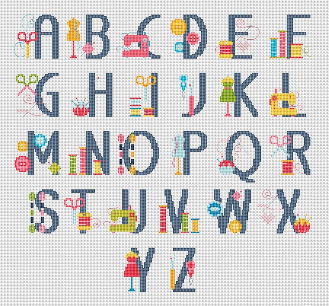 Sewing ABC Alphabet PDF Cross Stitch Pattern - Etsy