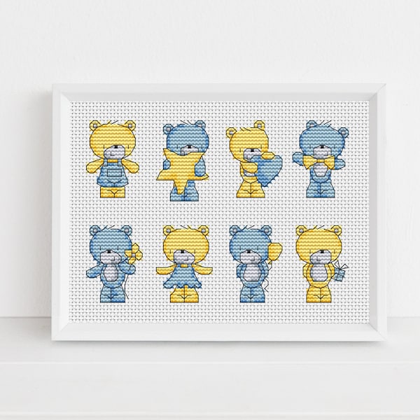 Teddy Cross Stitch - Etsy