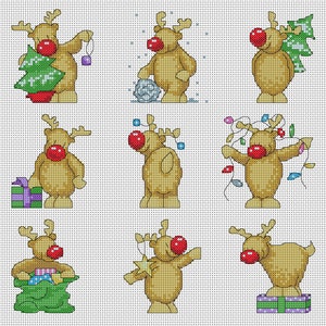 Rudolph Christmas Cards / Christmas Cross Stitch PDF Pattern / Counted ...