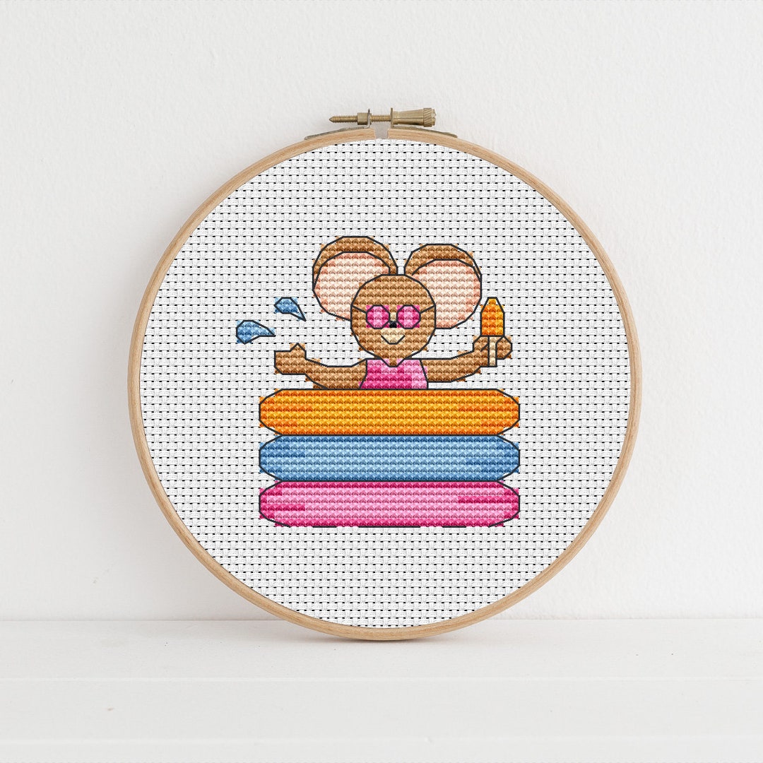 Furry Tales Paddling Pool Mouse Cross Stitch Pattern / Summer Cross ...