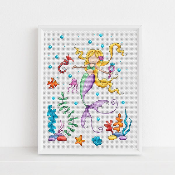 Mermaid Cross Stitch Pattern - Etsy
