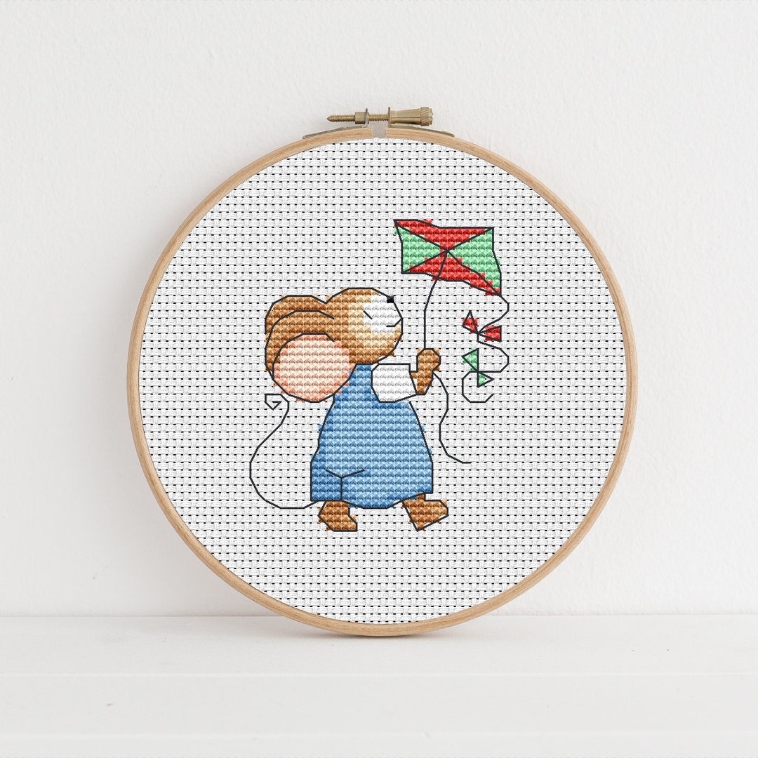 Kite Mouse Cross Stitch Pattern, Furry Tales by Lucie Heaton (PDF ...