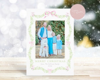 PRINTABLE Christmas Card With Photo, Holiday Card, Photo Card, Garland ...