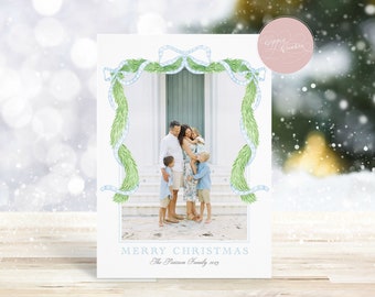 PRINTABLE Christmas Card With Photo, Holiday Card, Photo Card, Garland ...
