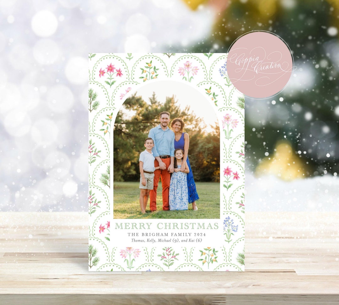 PRINTABLE Christmas Card With Photo, Holiday Card, Photo Card, Garland ...