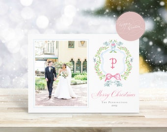 PRINTABLE Christmas Card With Photo, Chinoiserie, Holiday Card, Photo ...