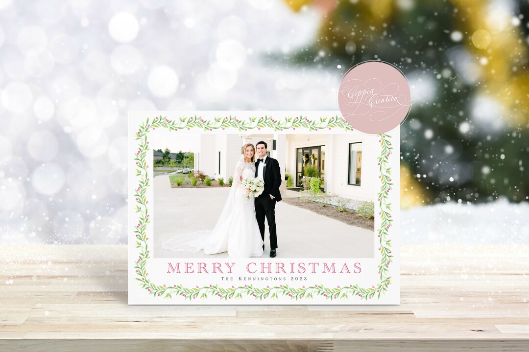 PRINTABLE Christmas Card With Photo, Holiday Card, Photo Card, Garland ...