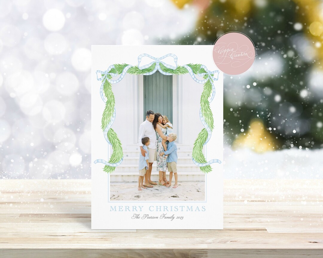 PRINTABLE Christmas Card With Photo, Holiday Card, Photo Card, Garland ...