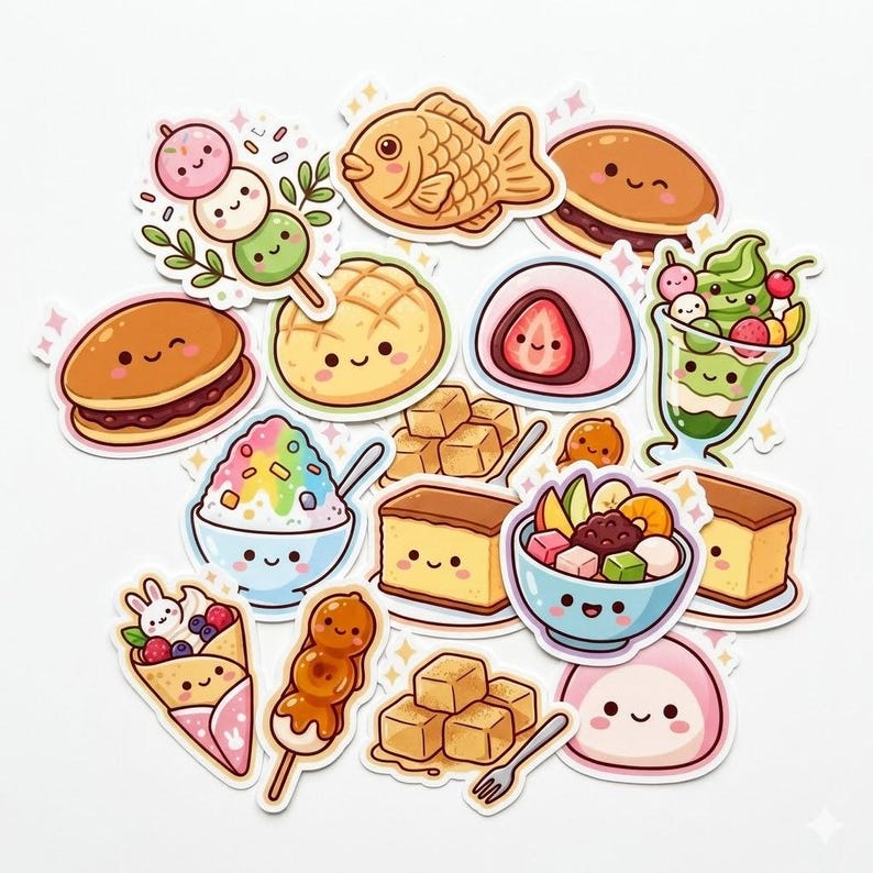 Kawaii Japanese Dessert Stickers | 25pcs Waterproof Vinyl Decals ...
