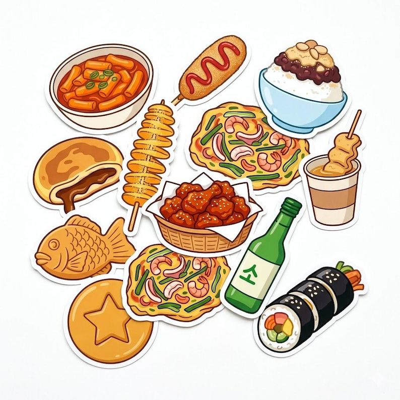 Korean Street Food Stickers | Kawaii K-food Vinyl Pack (25pcs) - Etsy