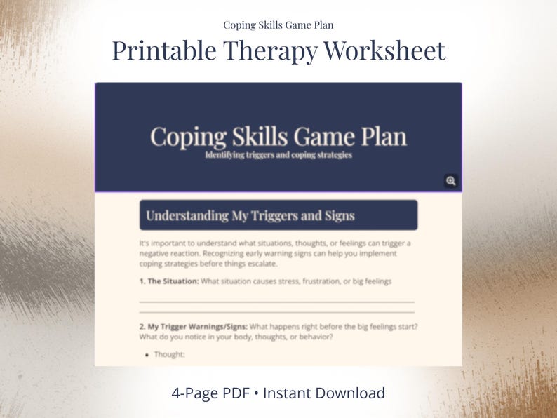 Coping Skills Game Plan Worksheet - Etsy