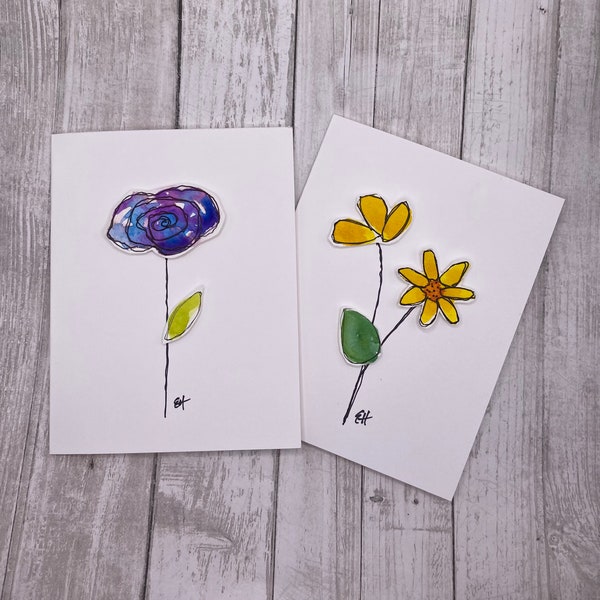 Flower Doodle Card - Etsy