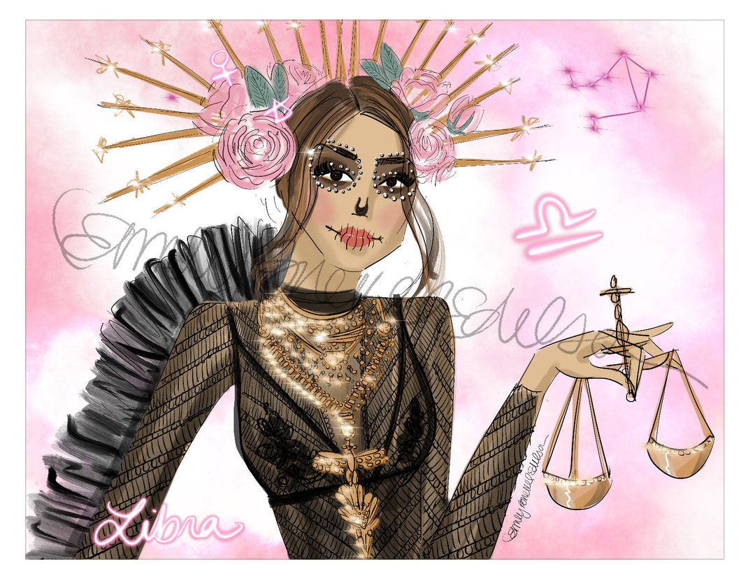 Fashion Illustration Libra Zodiac by Emily Brickel Edelson - Etsy