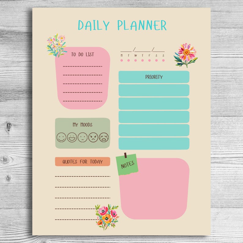 Pastel Planner Bundle, Daily Weekly Monthly Planner Set, Cute Floral ...