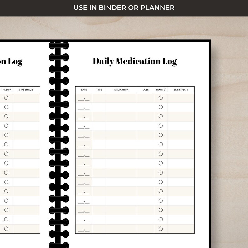 Printable Medication Log | Daily Medicine Tracker | Pill Organizer ...