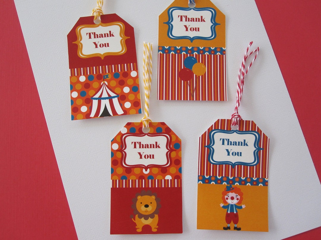 Circus Tags ~ Thank You Tags ~ Hanging Tags - Etsy