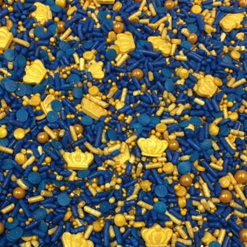 Prince Sprinkles ~ Blue Gold Sprinkle Mix ~ Gold Crown ~ Birthday ...