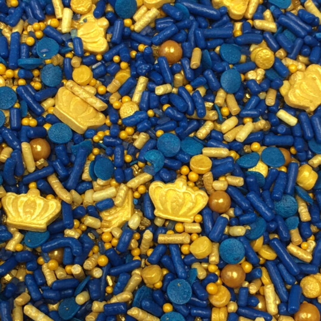 Prince Sprinkles ~ Blue Gold Sprinkle Mix ~ Gold Crown ~ Birthday ...