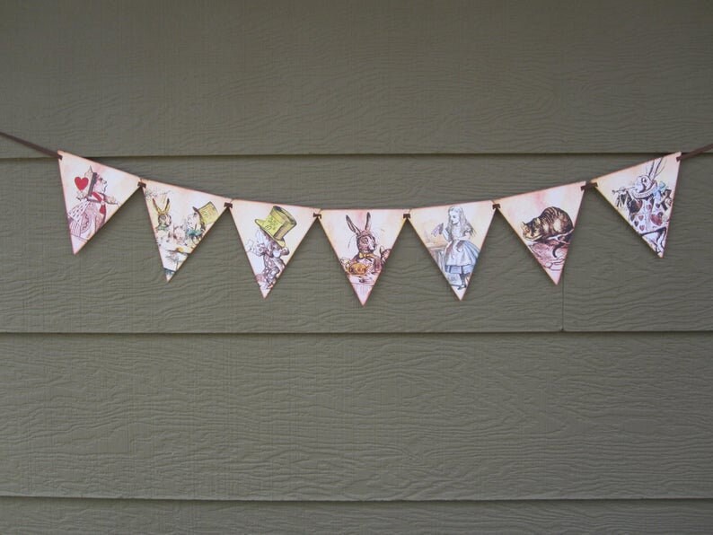 Alice in Wonderland Inspired Flag Pennant Banner - Etsy