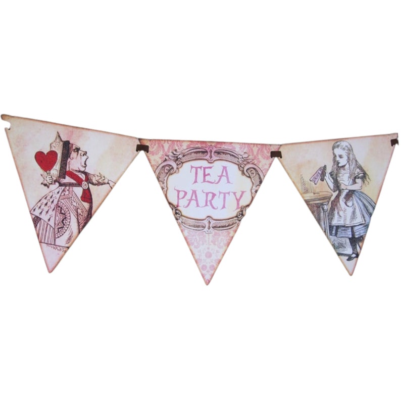 Tea Party Flag Pennant Banner (alice in Wonderland) - Etsy