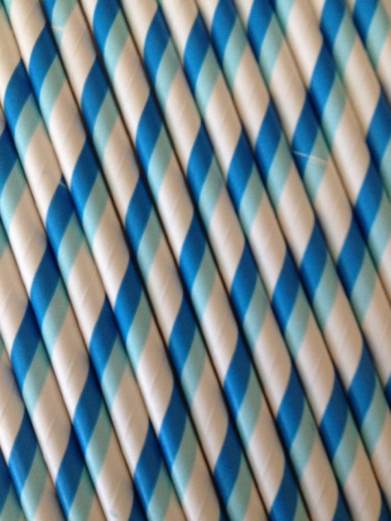 Blue Straw ~ Light Blue Straw ~ Paper Straws ~ Cocktail Straw ~ Double ...