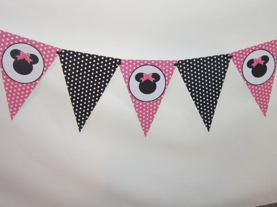 Minnie or Mickey Mouse Pennant Banner ~ Pink or Red - Etsy