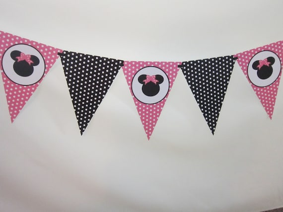 Minnie or Mickey Mouse Pennant Banner ~ Pink or Red ~ by DK DeleKtables ...