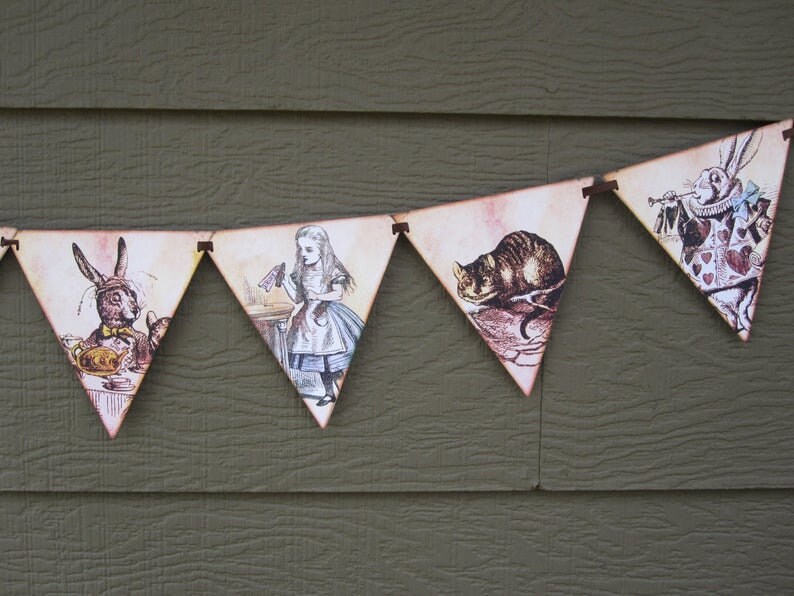Alice in Wonderland Inspired Flag Pennant Banner - Etsy