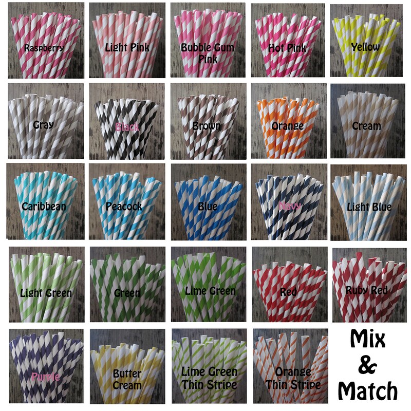 Striped Straws - Etsy