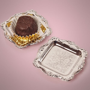 Mini Silver Square Plate ~ Cake Pop ~ Chocolate ~ Dessert ~ Wedding ...
