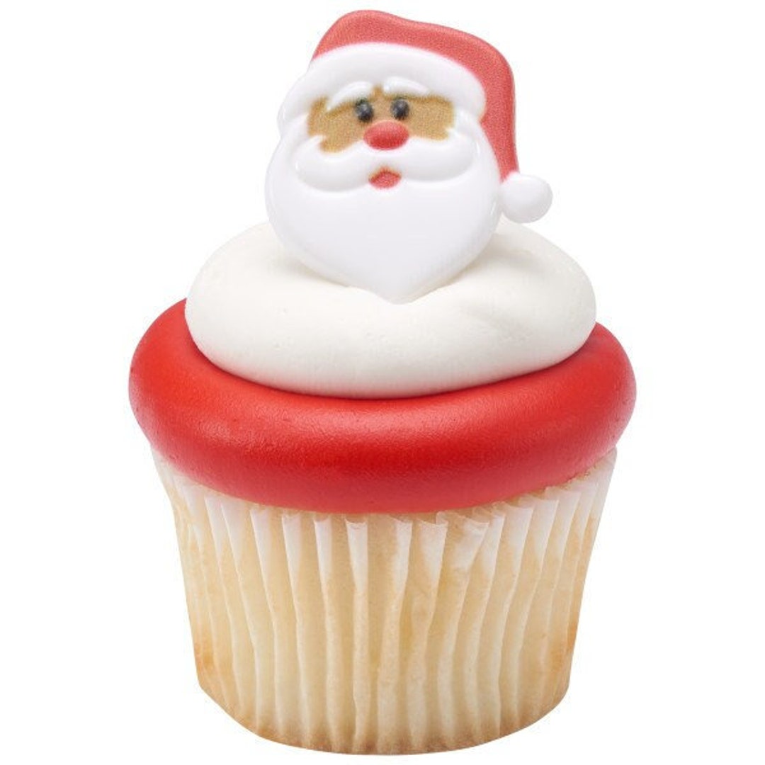 Santa Claus ~ Cupcake Toppers ~ Santa Rings ~ Dessert Toppers ~ Cupcake ...