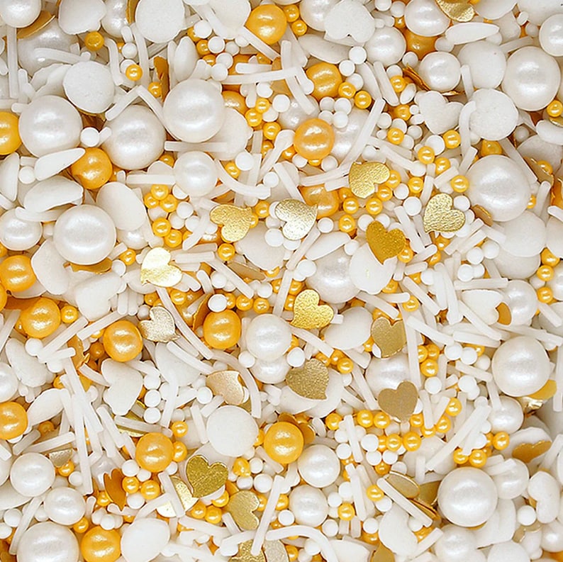 All Natural Sprinkles ~ Pure Love ~ Gold & White Sprinkles ~ Natural ...