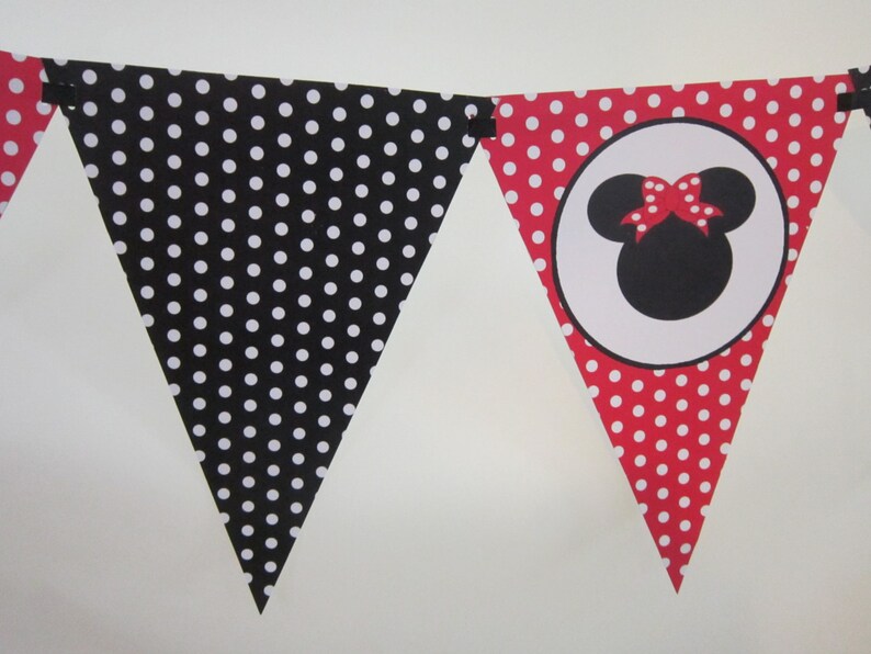 Minnie or Mickey Mouse Pennant Banner ~ Pink or Red - Etsy