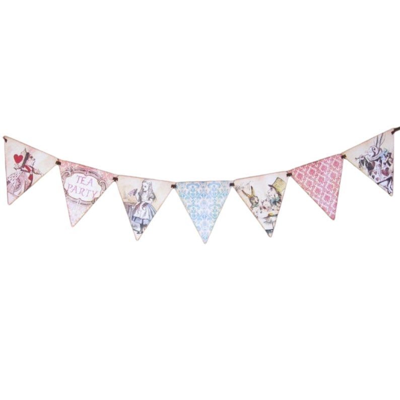 Tea Party Flag Pennant Banner alice in Wonderland - Etsy