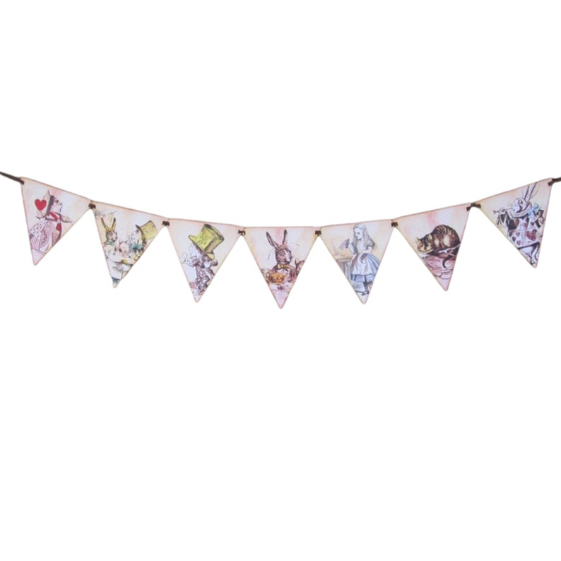 Alice in Wonderland Inspired Flag Pennant Banner - Etsy