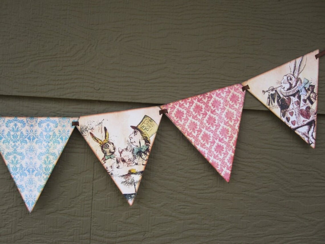 Tea Party Flag Pennant Banner alice in Wonderland - Etsy