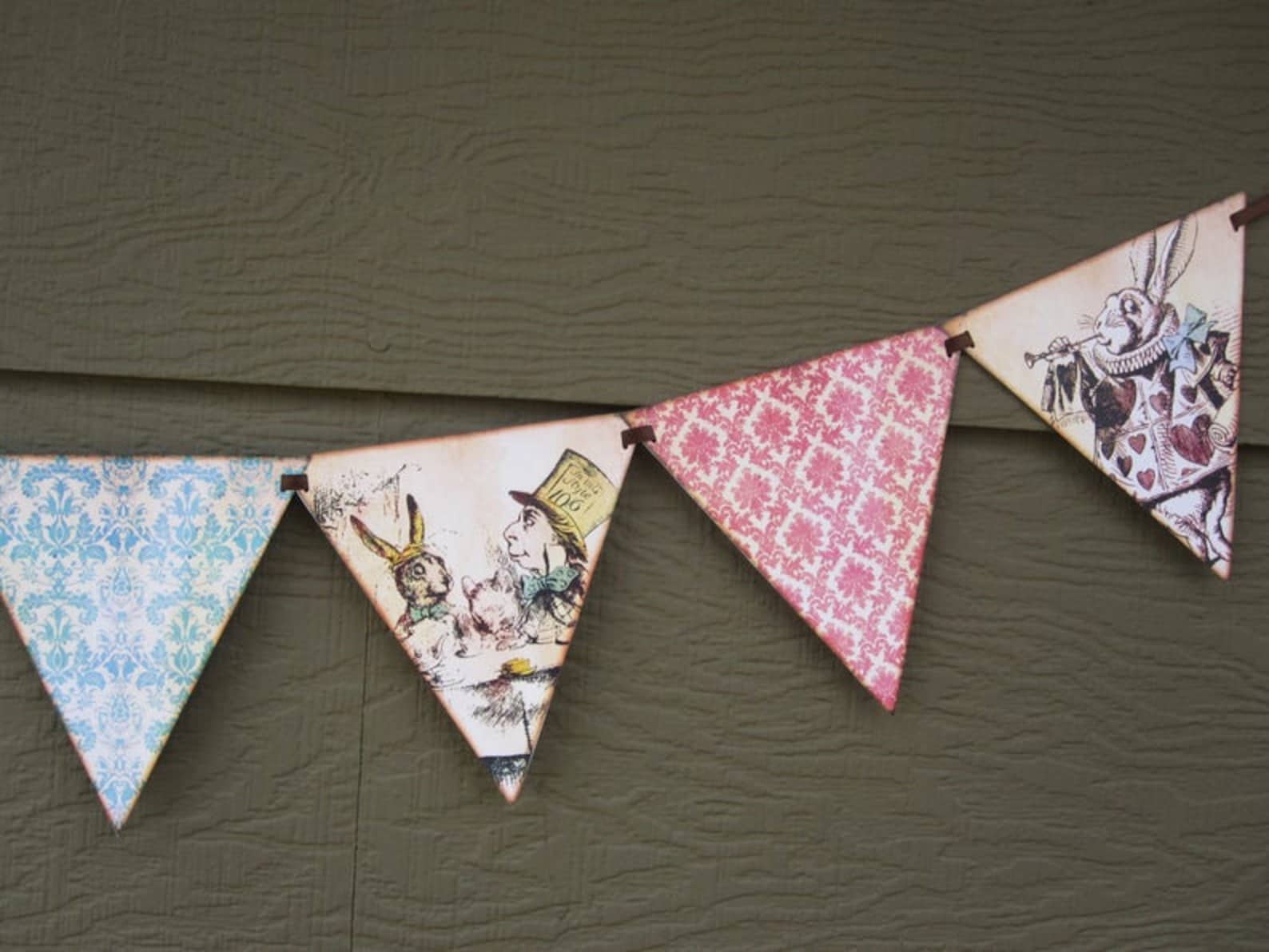 Tea Party Flag Pennant Banner (alice in Wonderland) - Etsy