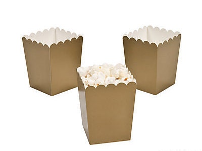 Gold Popcorn Box Mini Set of 6 Wedding Favor | Etsy